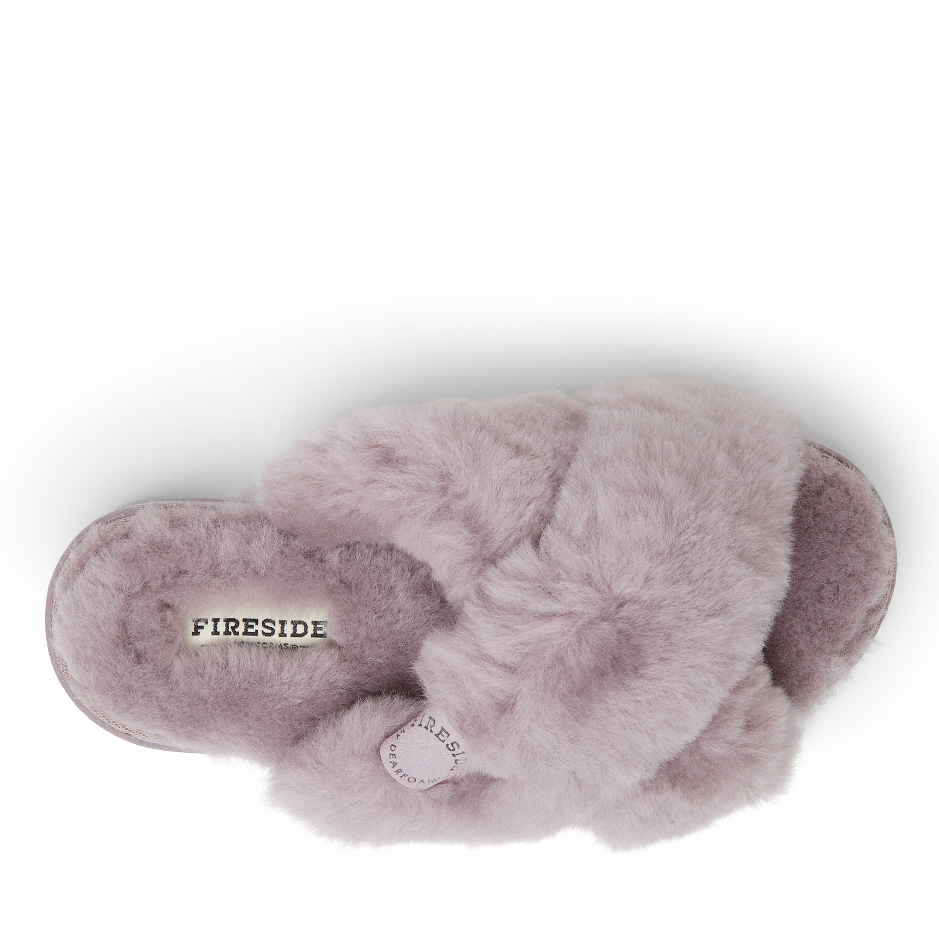 Women's Fireside By Dearfoams New Castle Genuine Shearling Cross Band Slide
