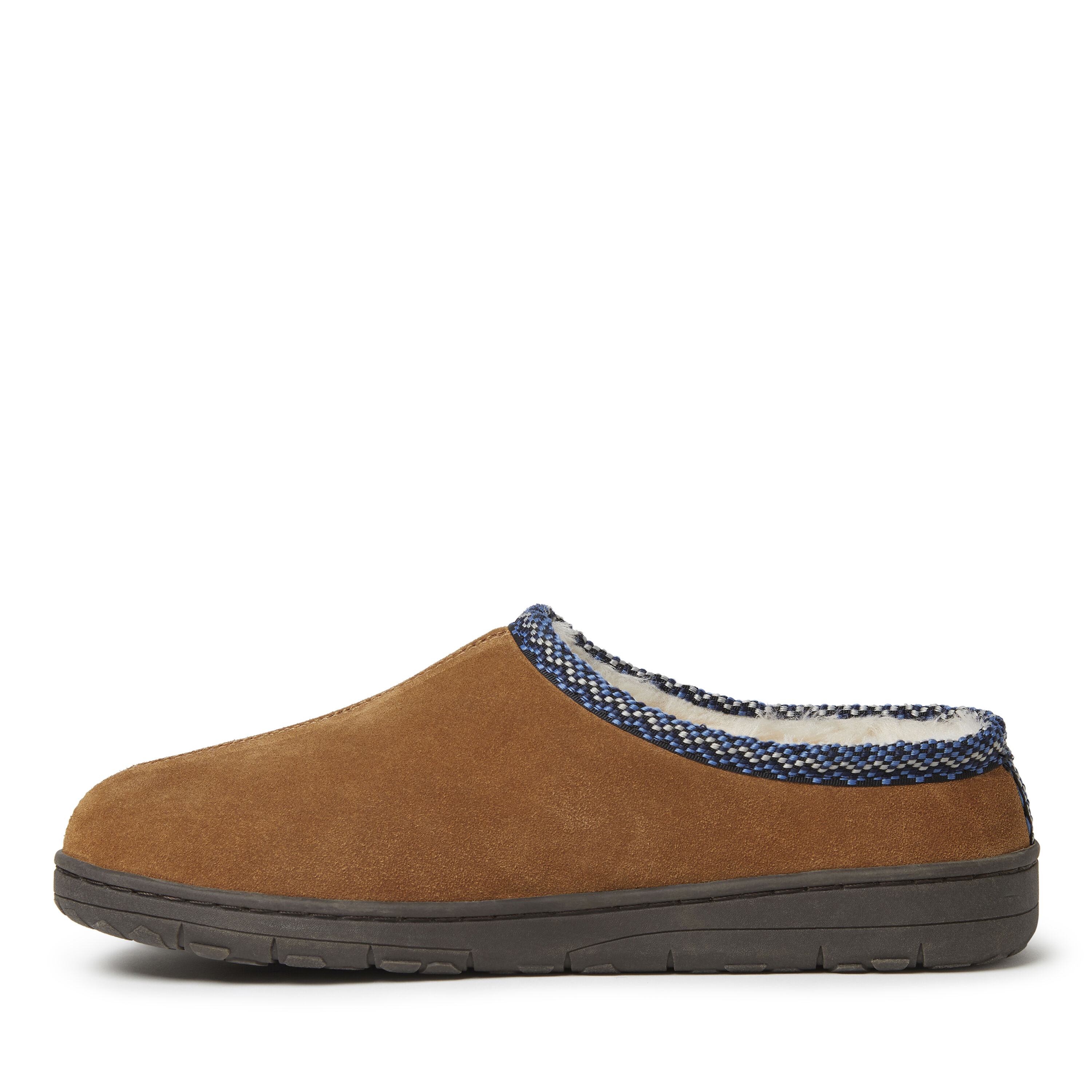 Men's Genuine Suede Clog Slipper with Woven Accent