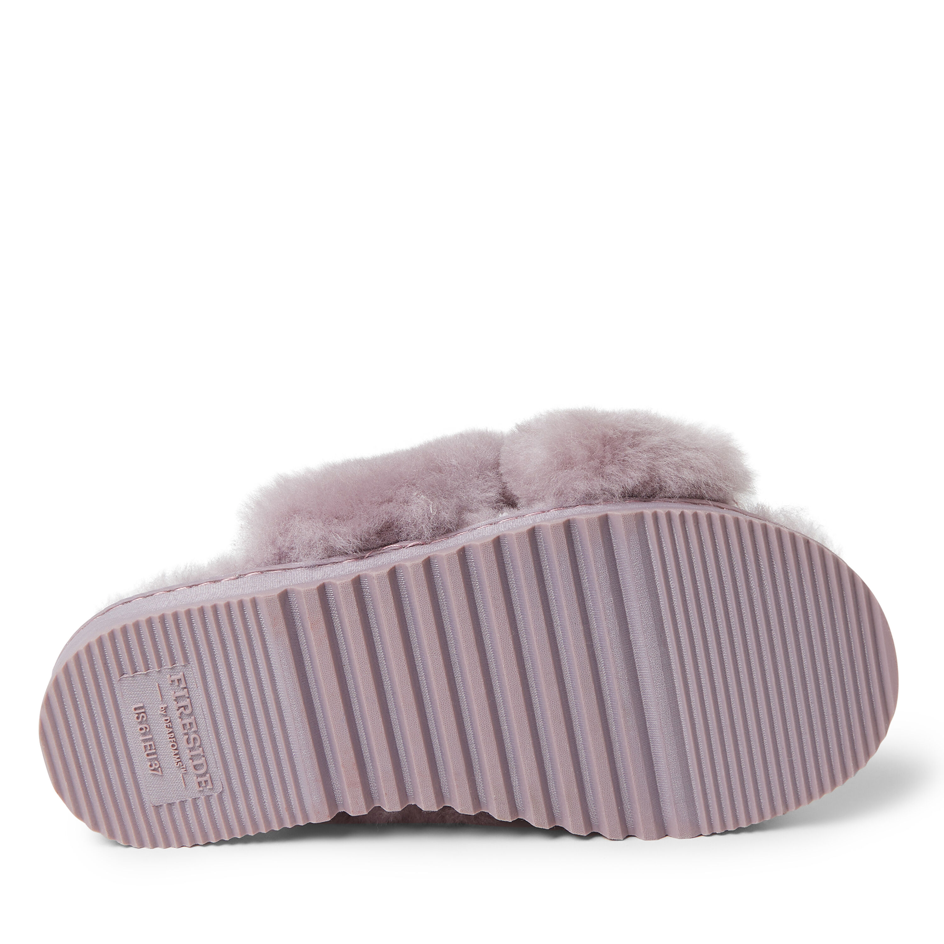 Women's Fireside By Dearfoams New Castle Genuine Shearling Cross Band Slide