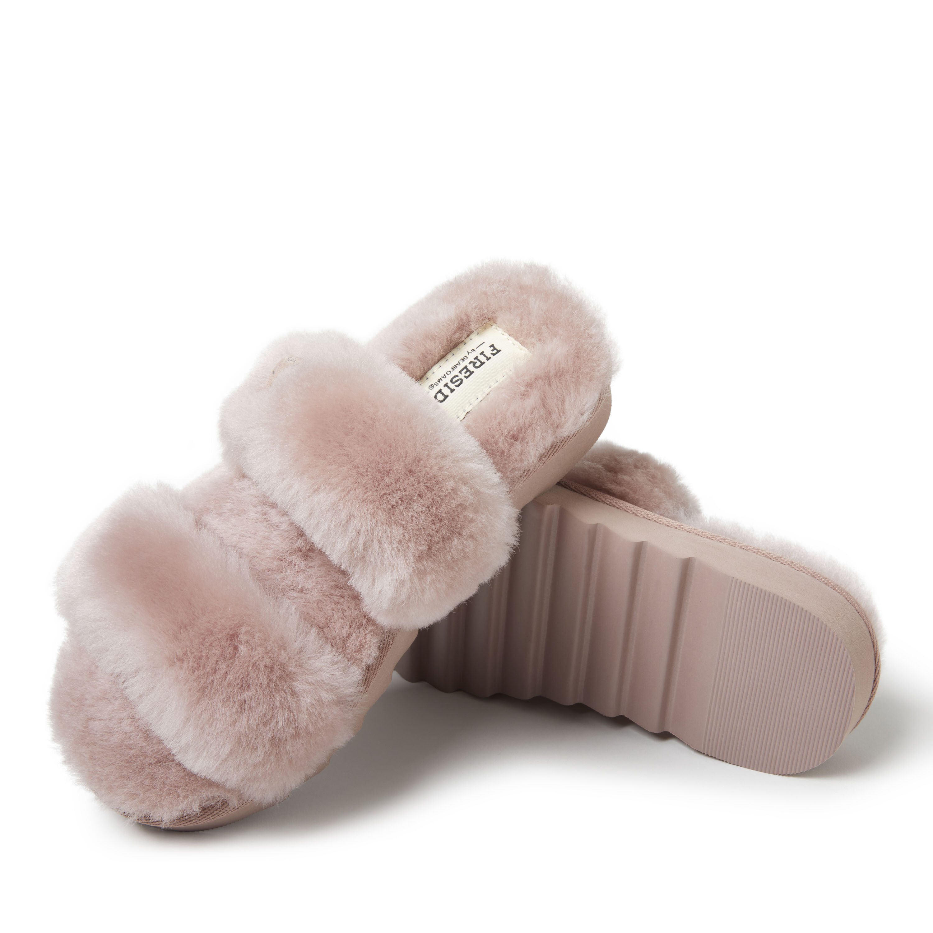 Women's Fireside by Dearfoams Benalla Shearling Double Band Slide