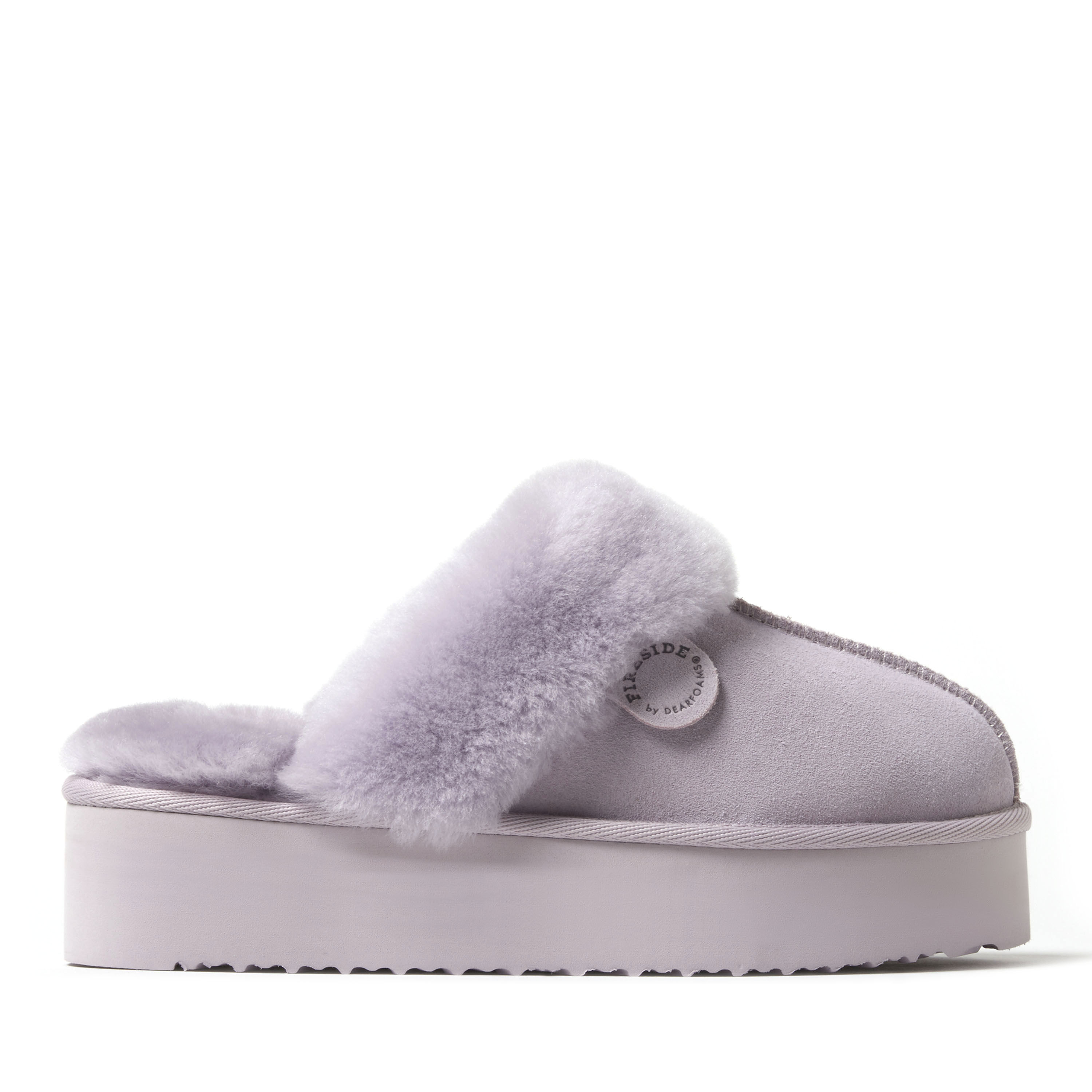 Women's Fireside by Dearfoams Melton Genuine Shearling Platform Scuff