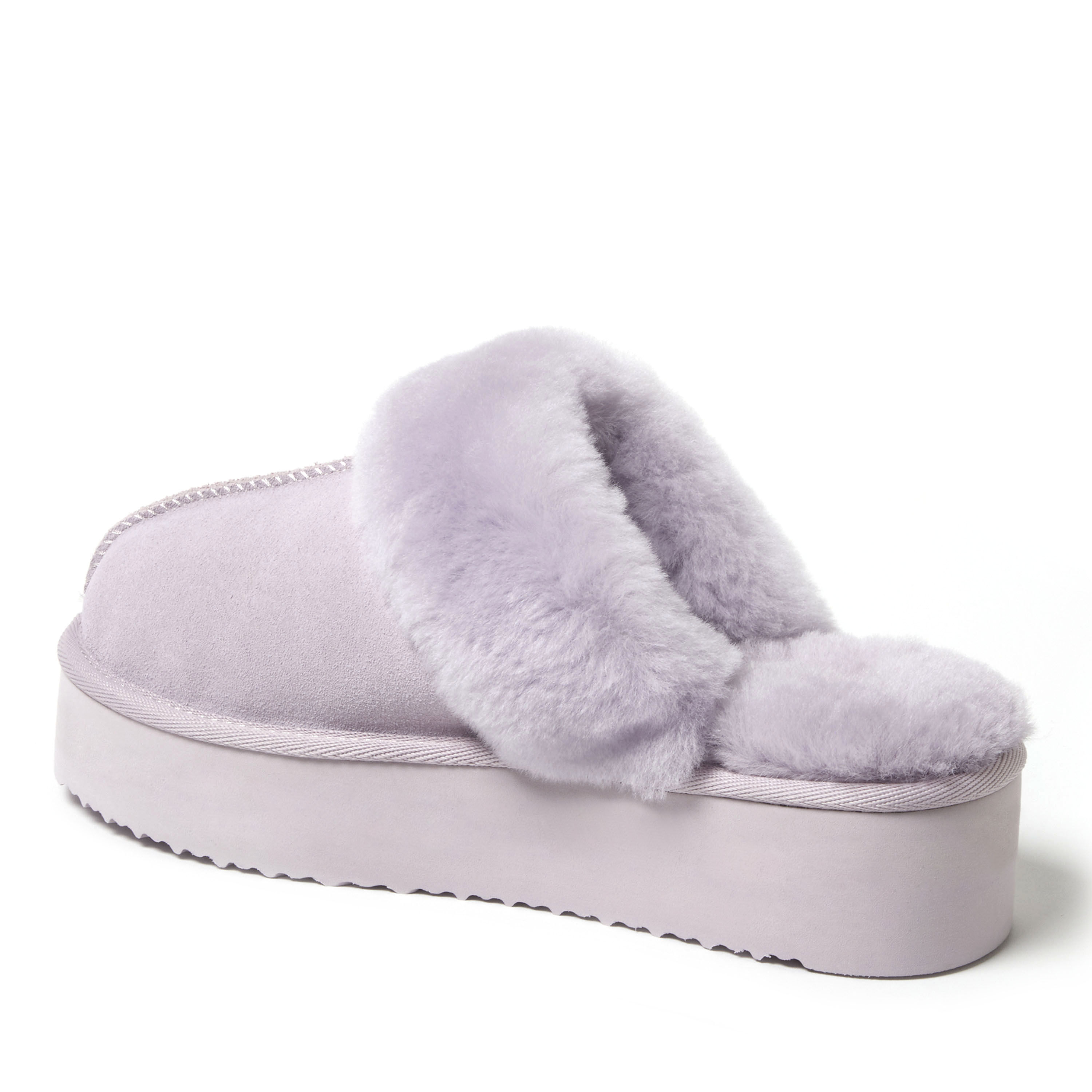 Women's Fireside by Dearfoams Melton Genuine Shearling Platform Scuff