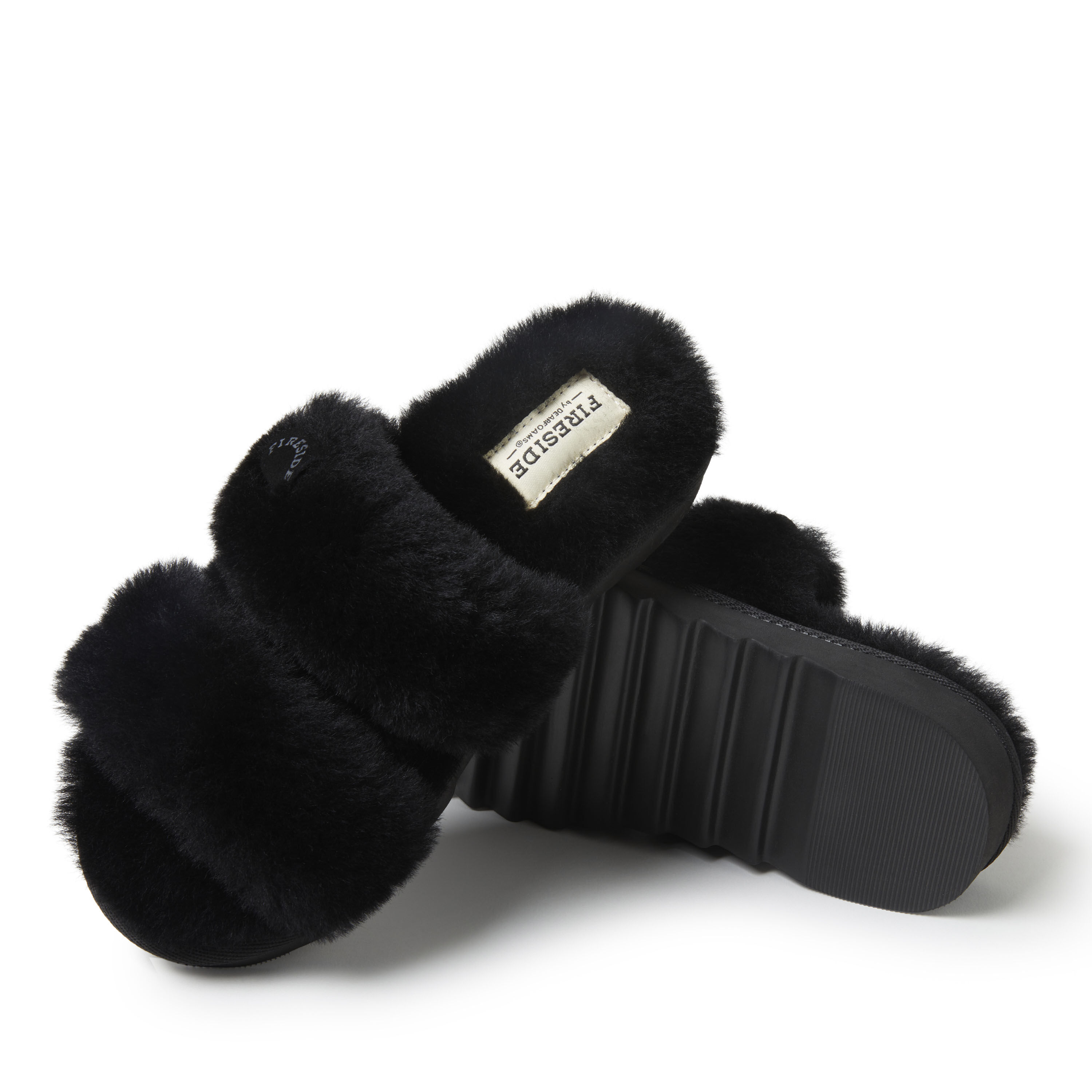 Women's Fireside by Dearfoams Benalla Shearling Double Band Slide